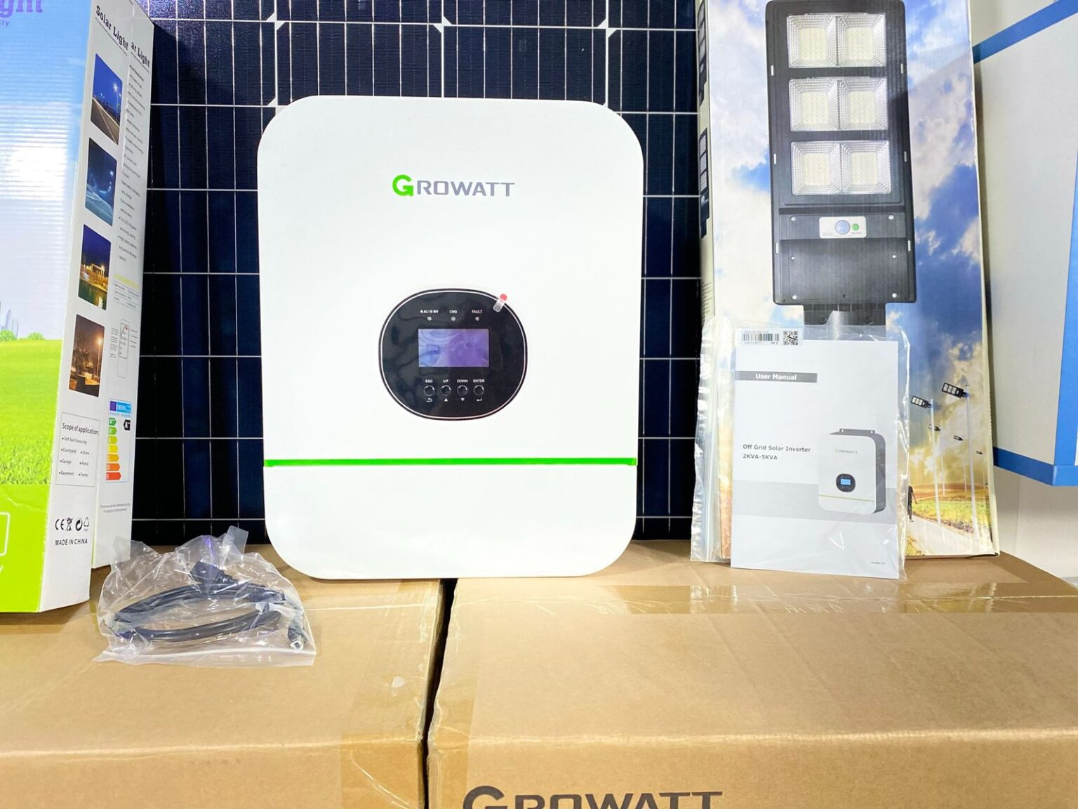 INVERSOR HIBRIDO GROWATT 3000W – 24V CONTROLADOR MPPT 50AH ...