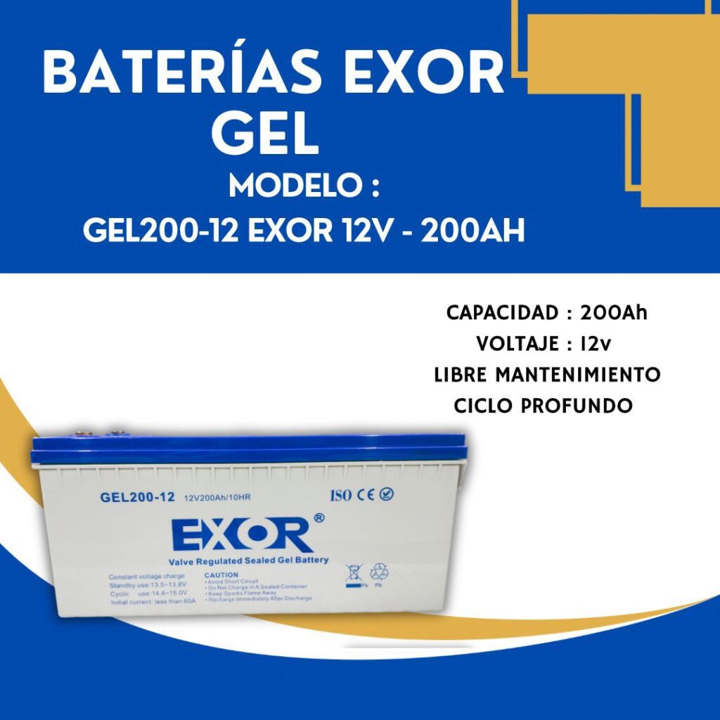 BATERIA EXOR 12V – 200AH GEL – soltronixperu.com